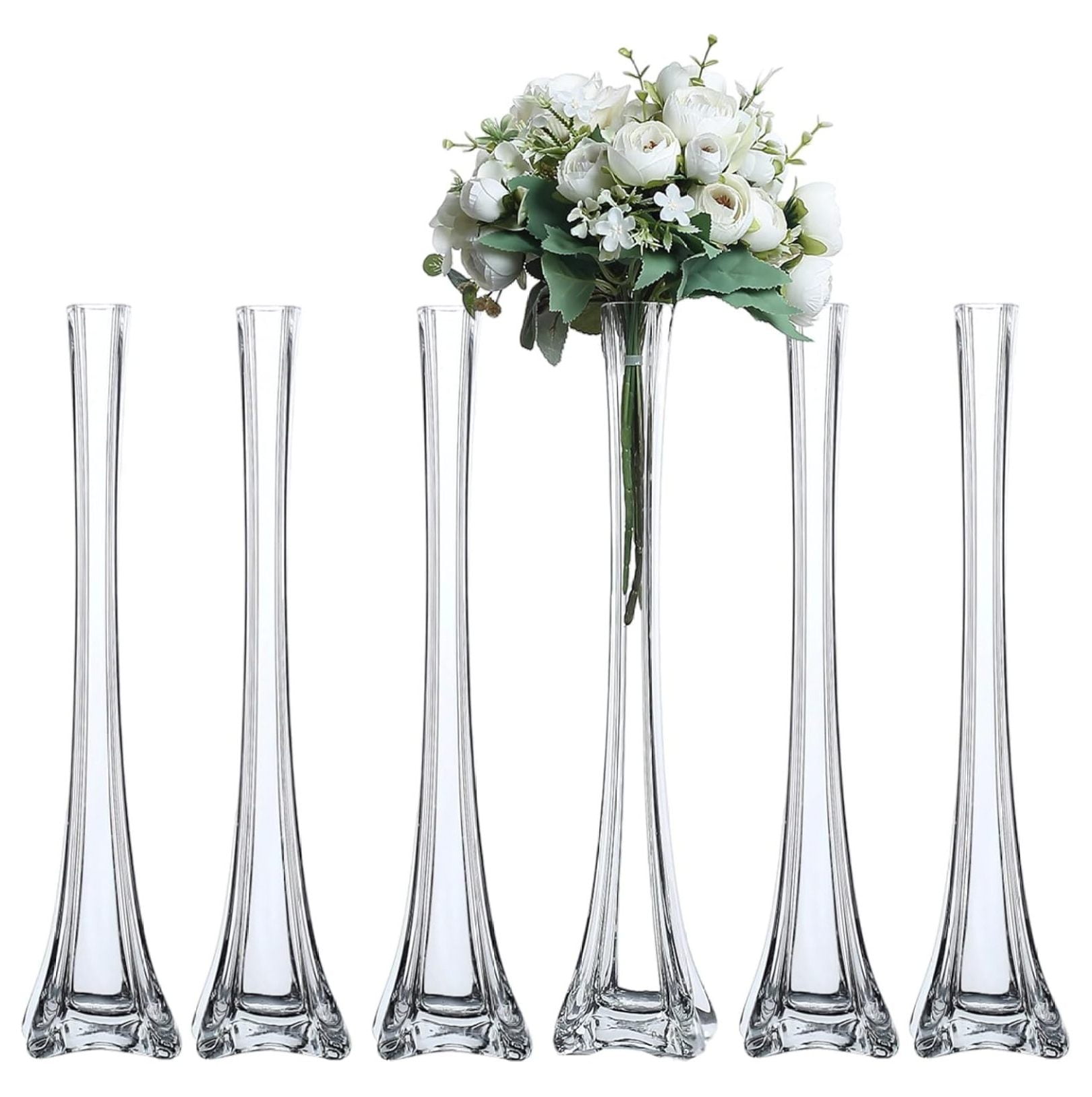 Eiffel Tower Vase, Pack of 6, 24" Clear Flower Vases Centerpiece for ...
