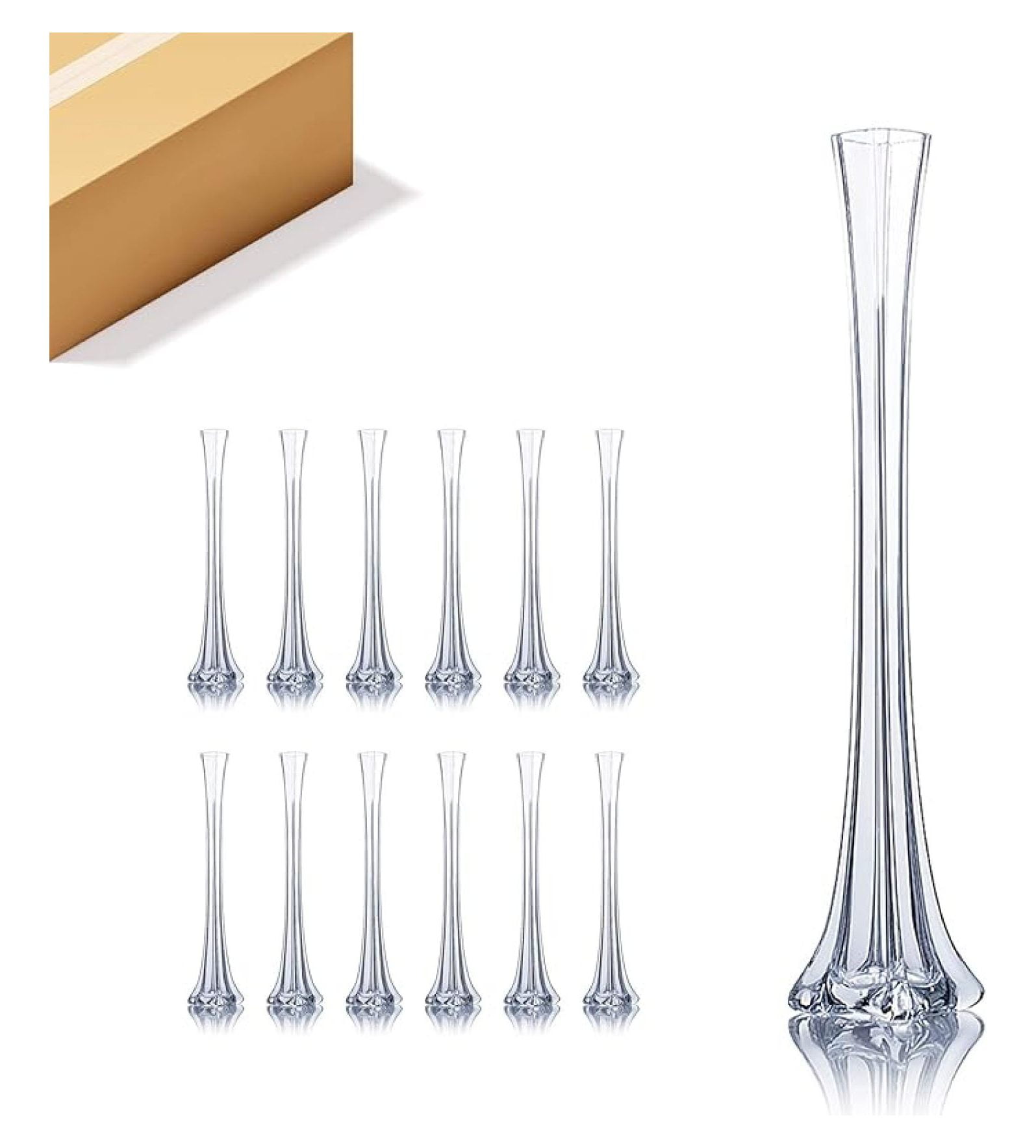 Eiffel Tower Vases Bulk 12-Pack - 20" Clear Glass Flower Vases - 1 ...