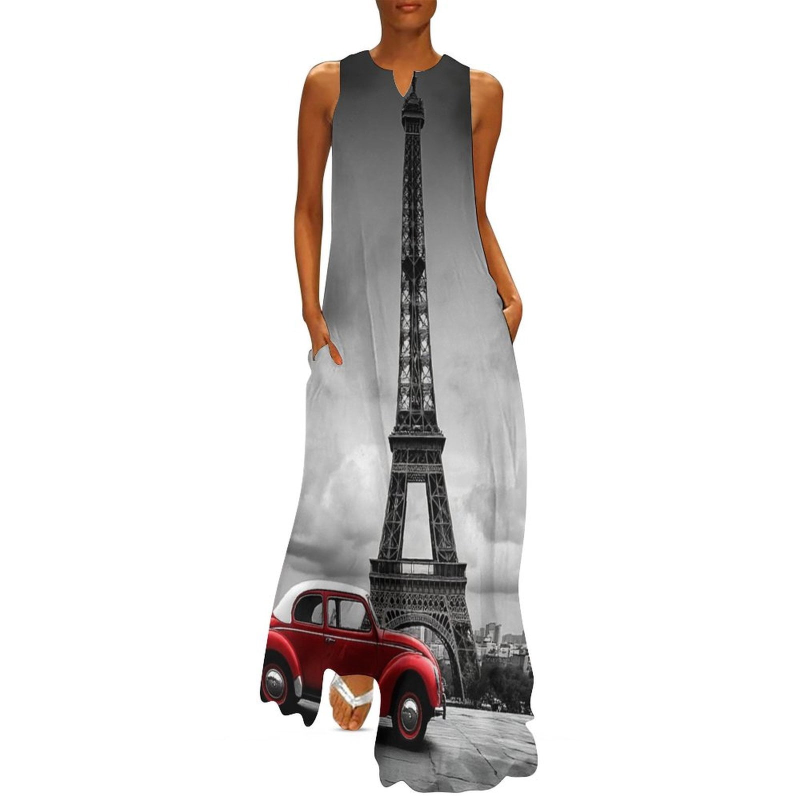 Eiffel Tower Vintage Car Art Long Dress dress women summer dress for ...