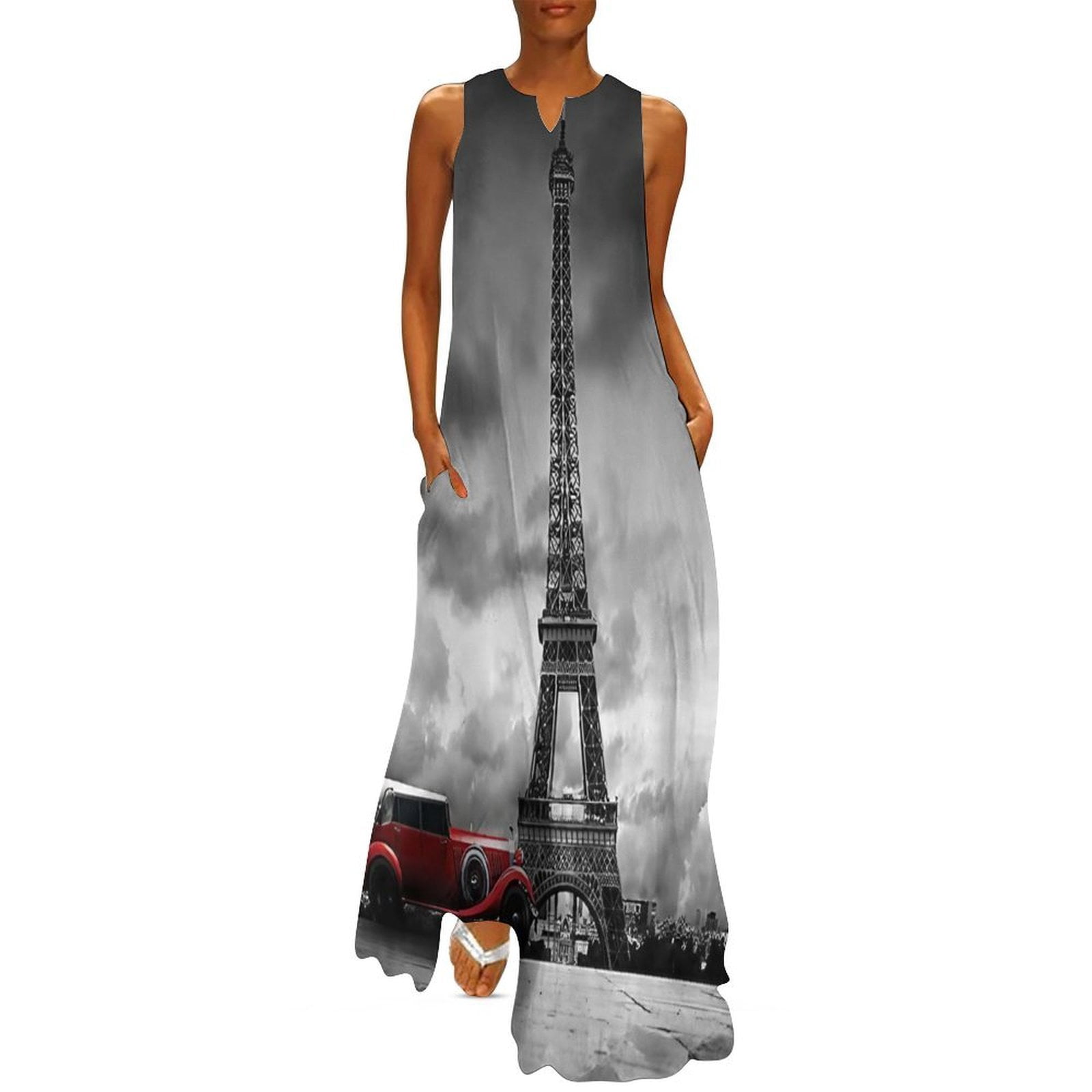 Eiffel Tower Vintage Car Art Long Dress luxury evening dresses women ...