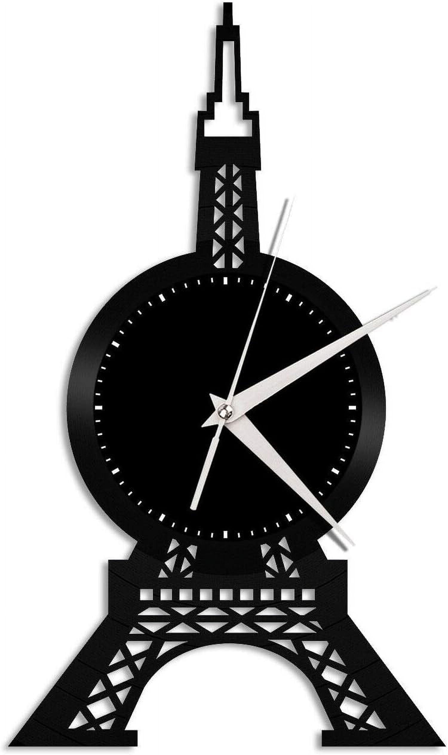 Eiffel Tower Vinyl Wall Clock,Vinyl Record Clock Wall Art Unique Room ...