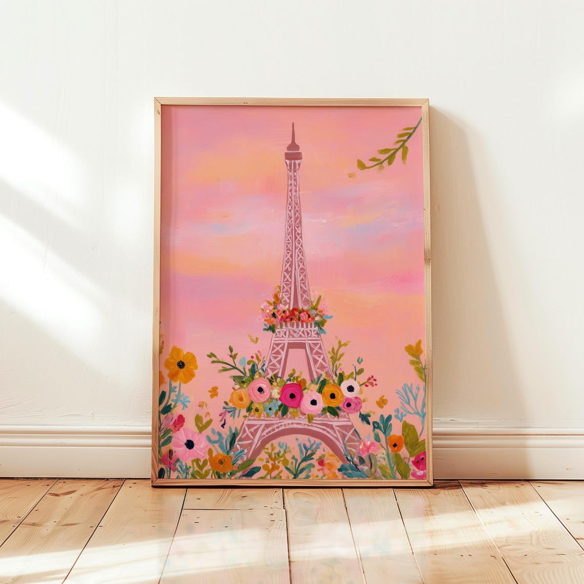 Eiffel Tower Wall Art, Pink Paris Floral Poster, Whimsical Valentine’S ...