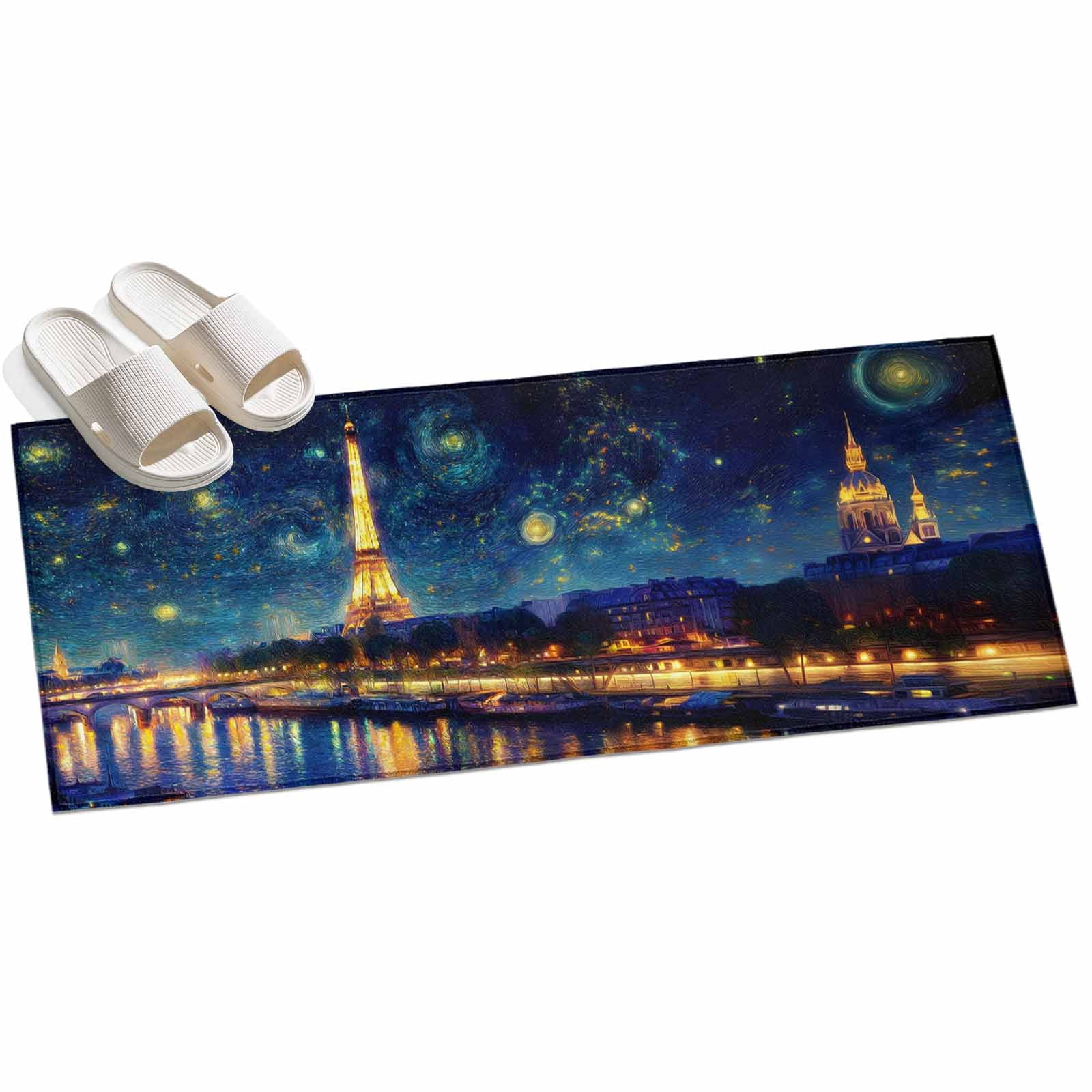 Eiffel Tower Washable Area Rug 2 x 6 ft Starry Night City River ...
