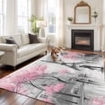 Eiffel Tower Washable Area Rug 8x10 Sweet Couple Pink Cherry Blossom ...