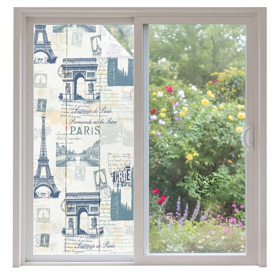 Eiffel Tower Window Privacy Film, European Architectural Retro Hand ...