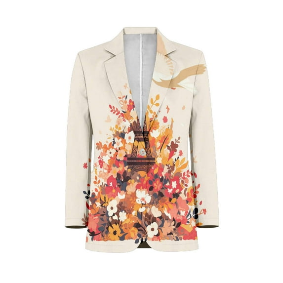 Eiffel Tower With Flower Customized Men's Suits full man Shawl Collar ...