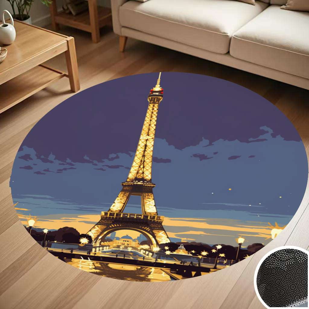 Eiffel Tower With Flower Round Carpet Living Room Bedroom Home ...