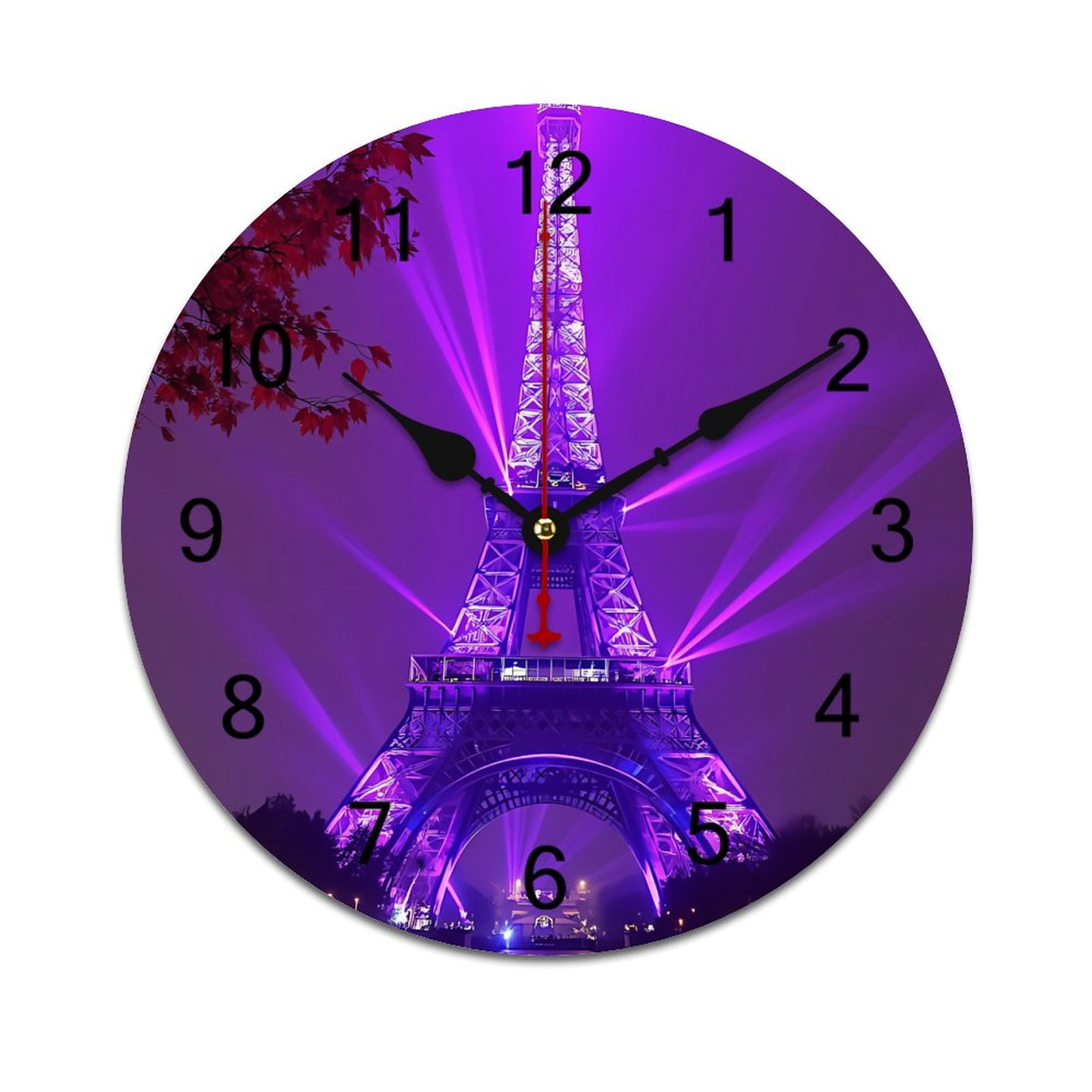 Eiffel Tower Woman with A Red Umbrella Bedroom Wall Clock Large Modern ...
