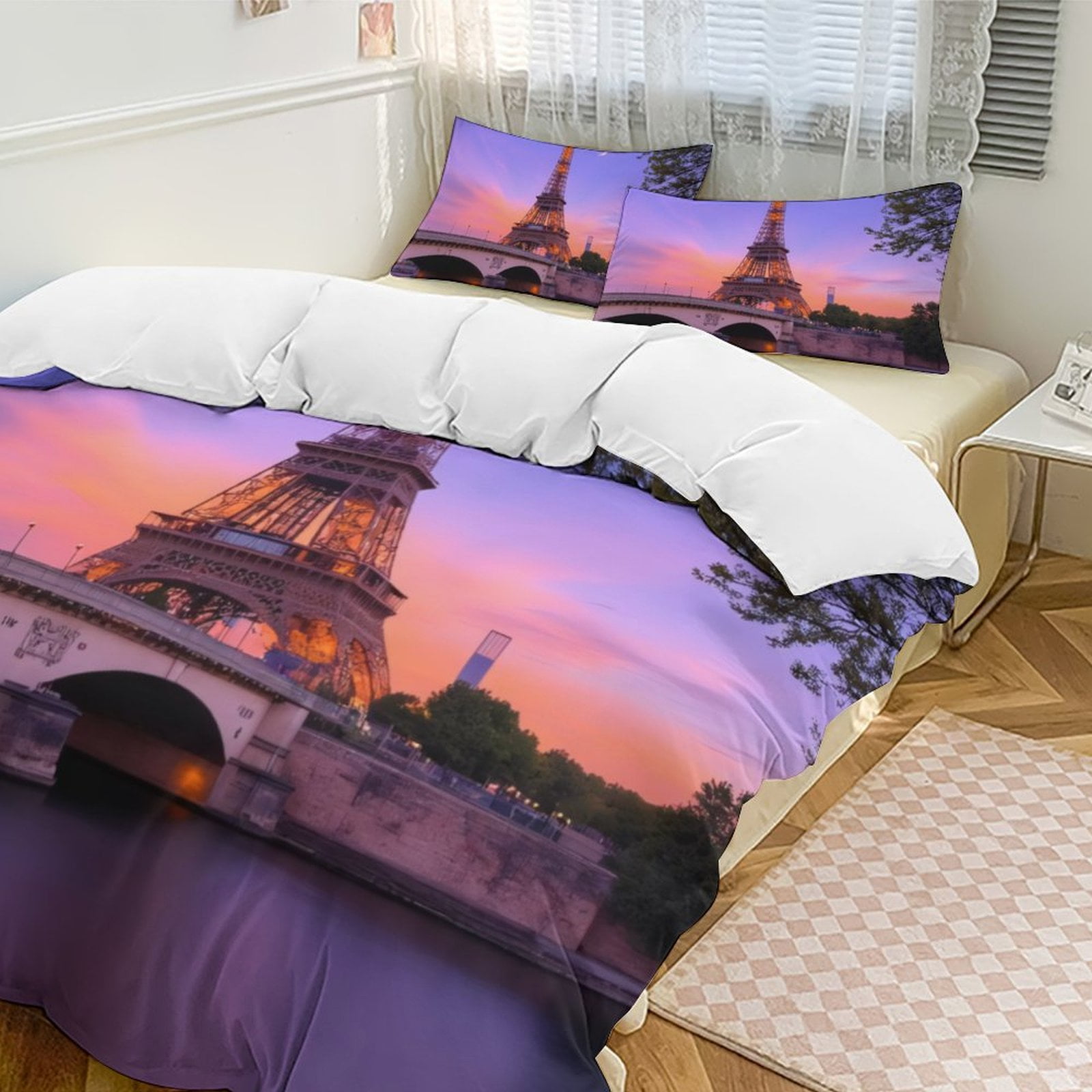 Eiffel Tower at Dusk 3D Duvet Cover Set Quilt Cover Theme of Kid Boy Girl for Bedroom Decoration ...