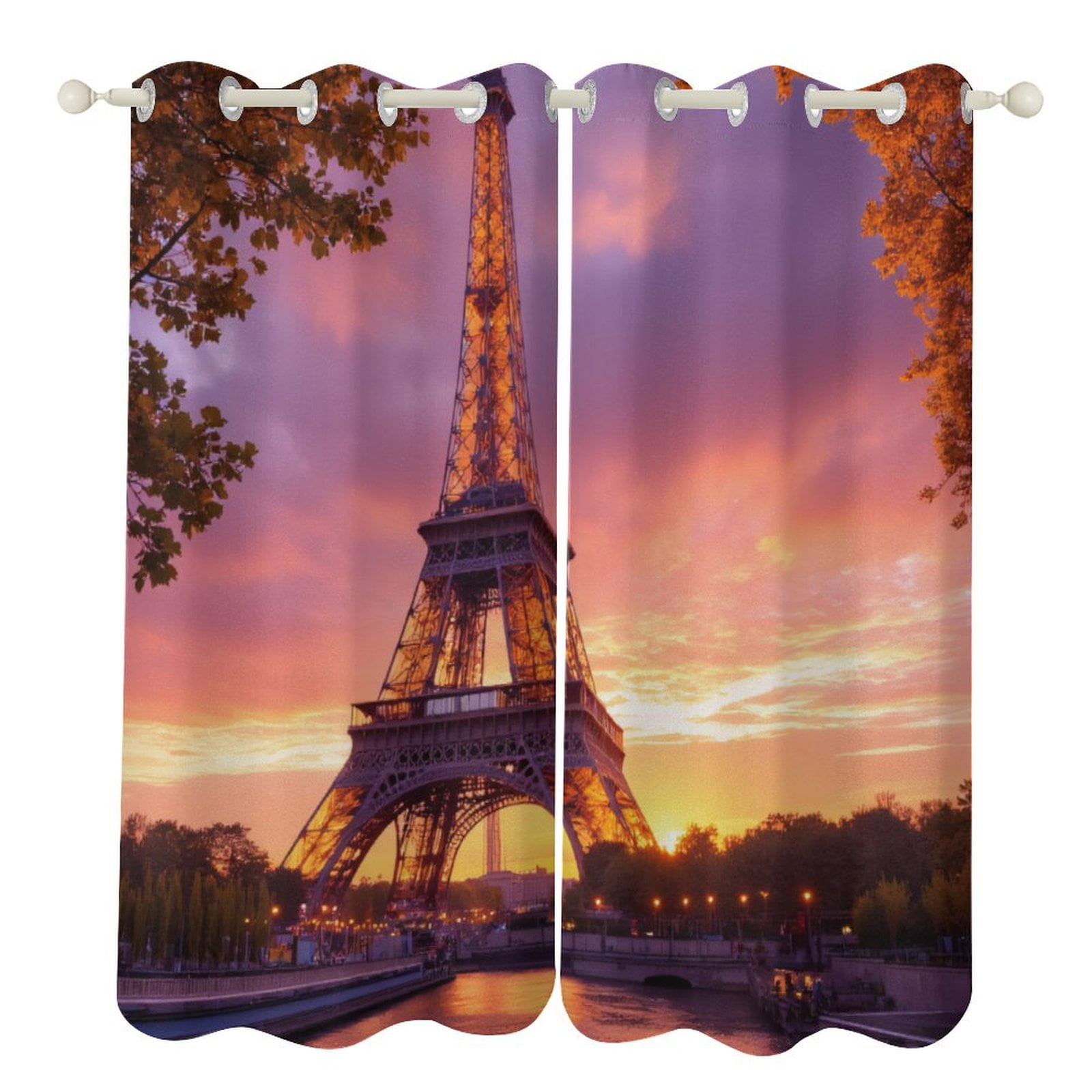 Eiffel Tower at Sunset Blackout Window Curtains for Bedroom Living Room ...