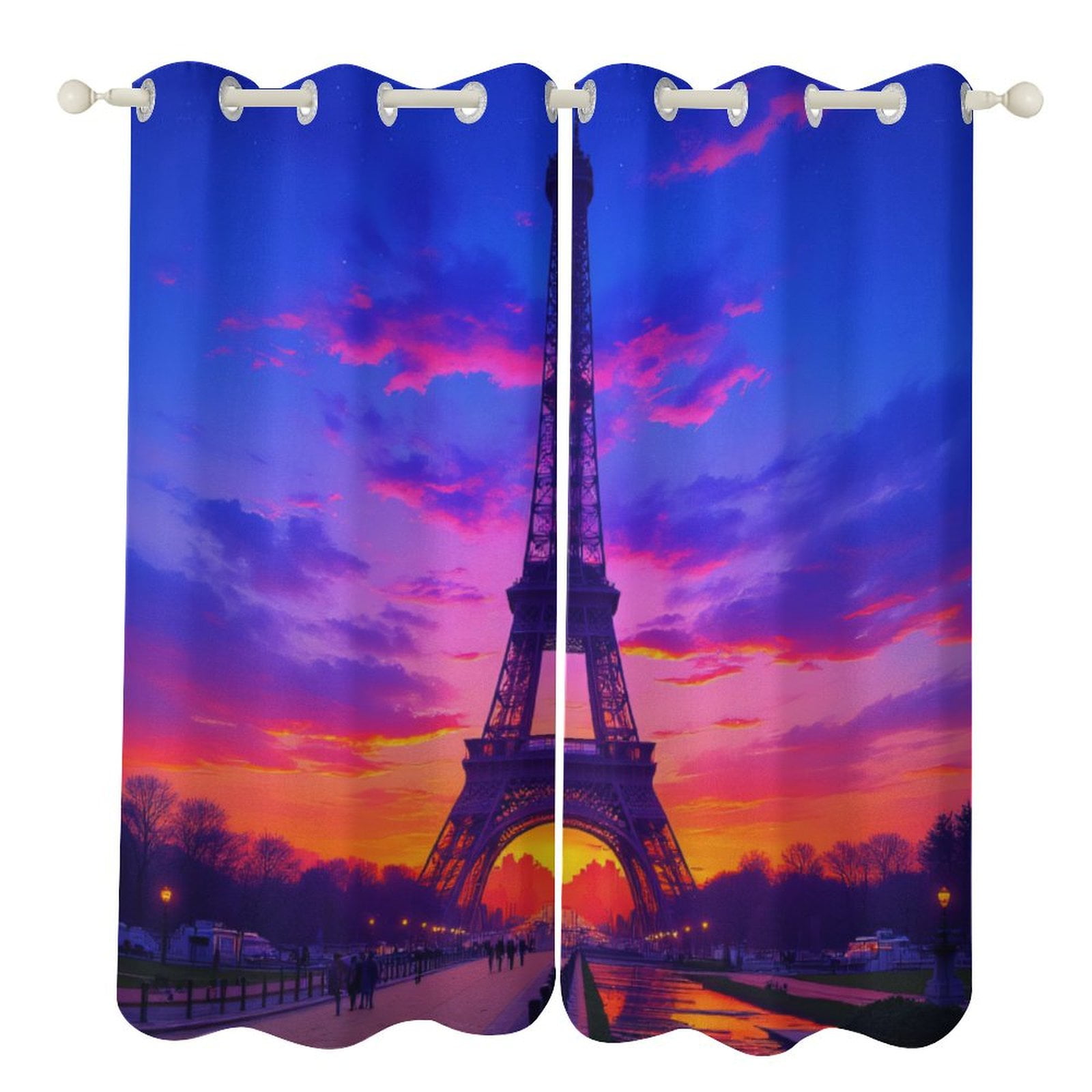Eiffel Tower at Sunset Luxury Window Curtains Blinds for Living Room Kids Bedroom Bathroom ...
