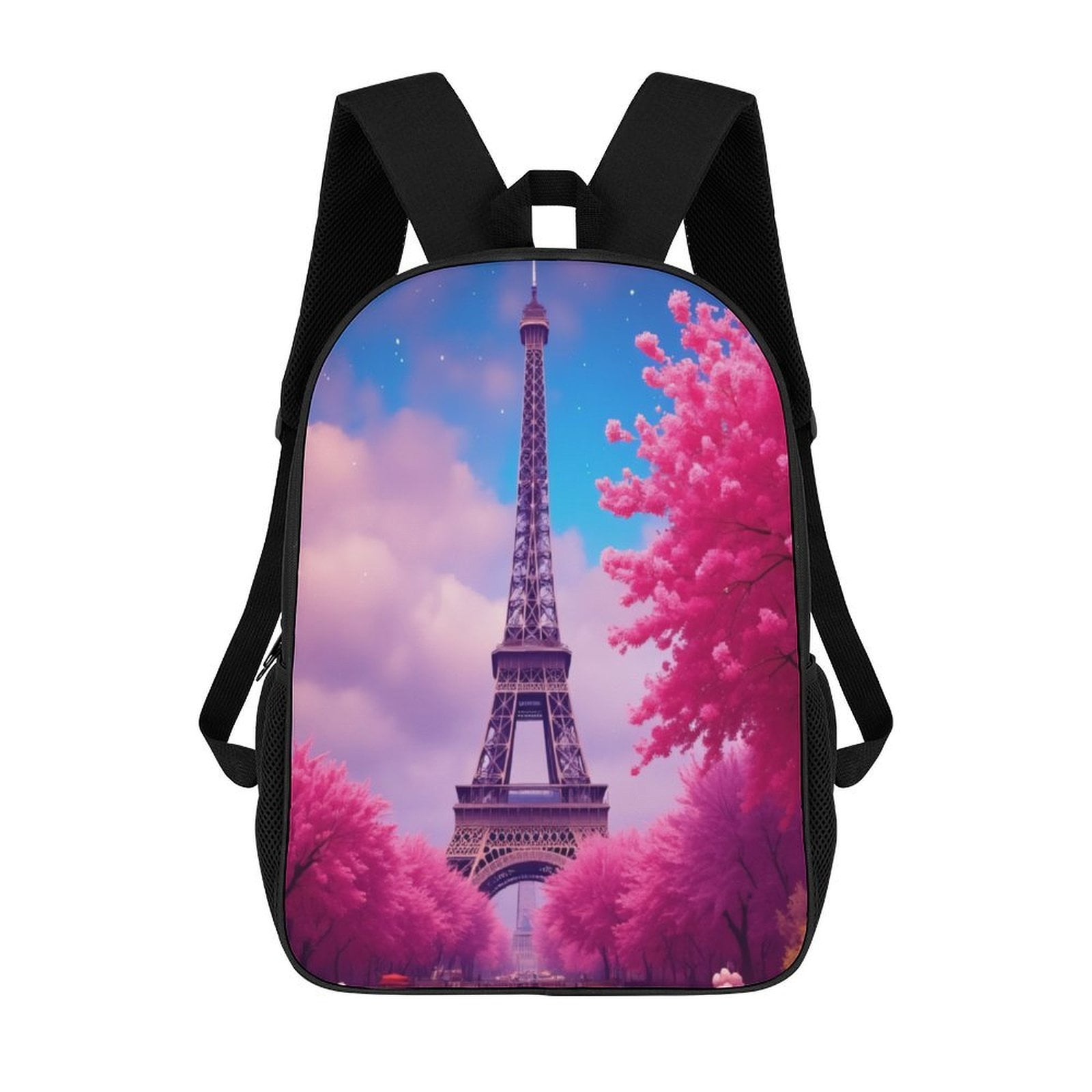 Eiffel Tower in Pink Blossoms 3D Print 17in adolescent Backpack ...