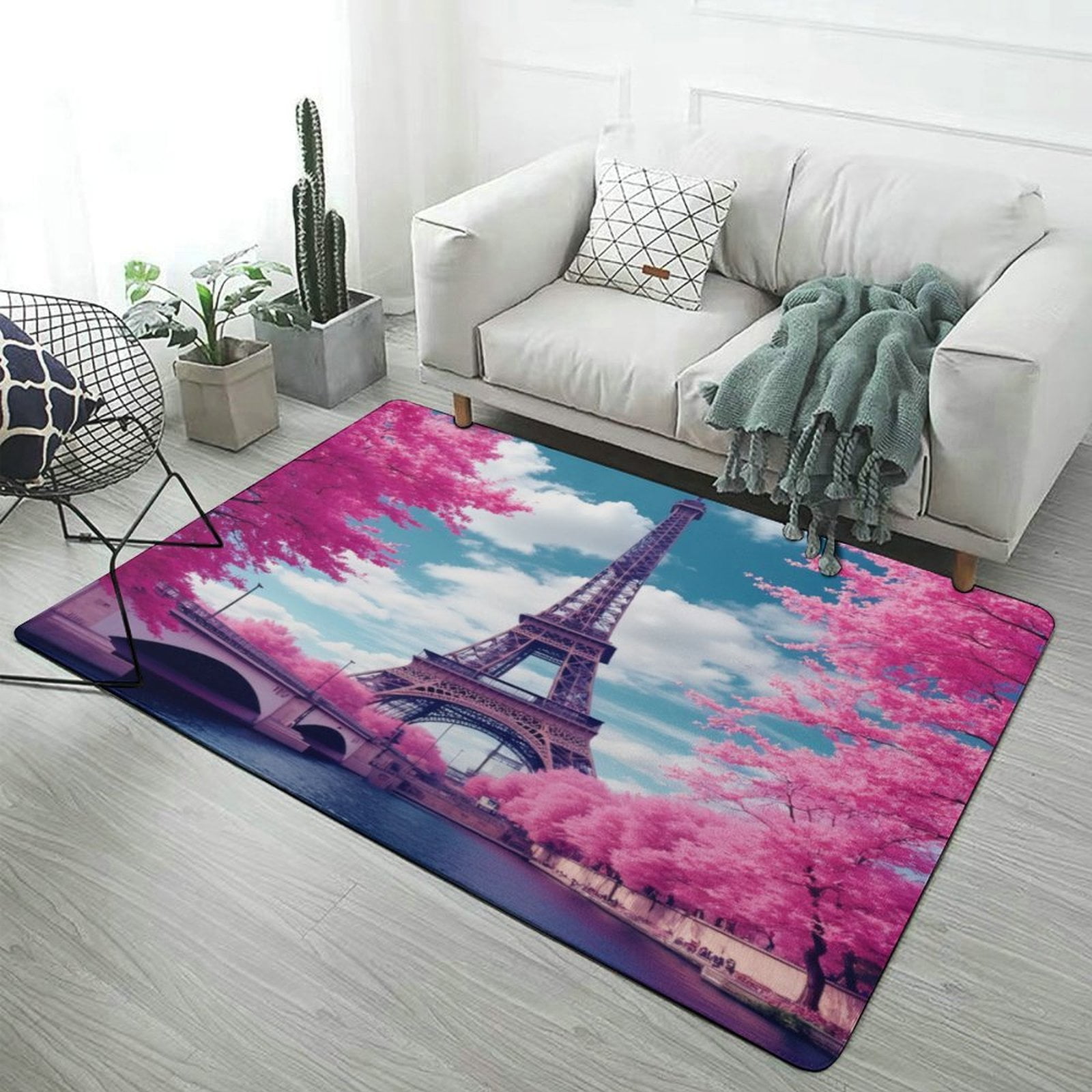 Eiffel Tower in Spring(1) Carpet Style Living Room Bedroom Rug Soft ...