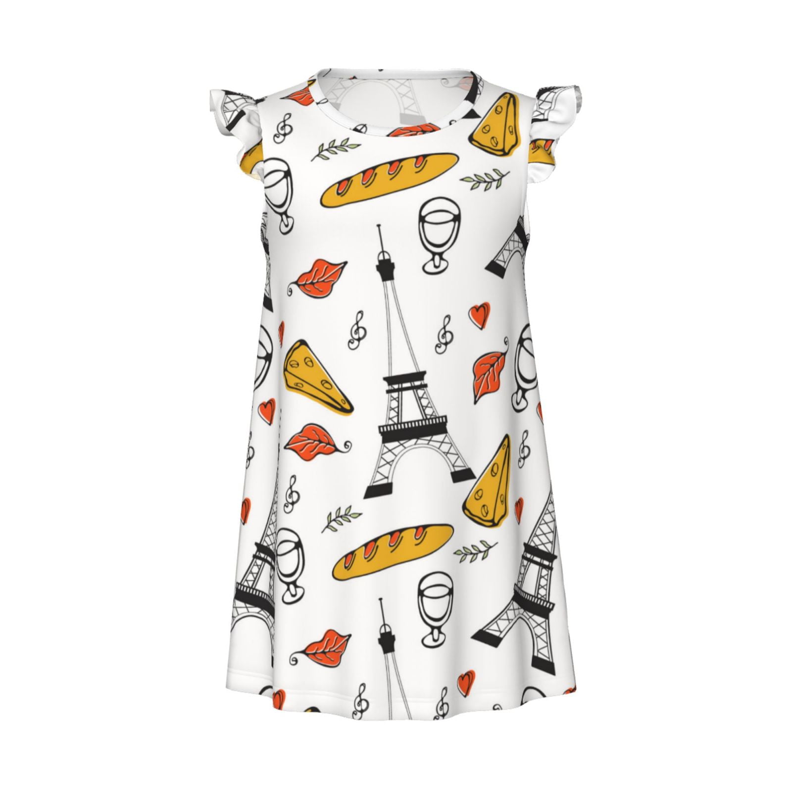 Eiffel Tower pizza Girls Nightgowns, Pajamas for Girls, Soft Flutter ...