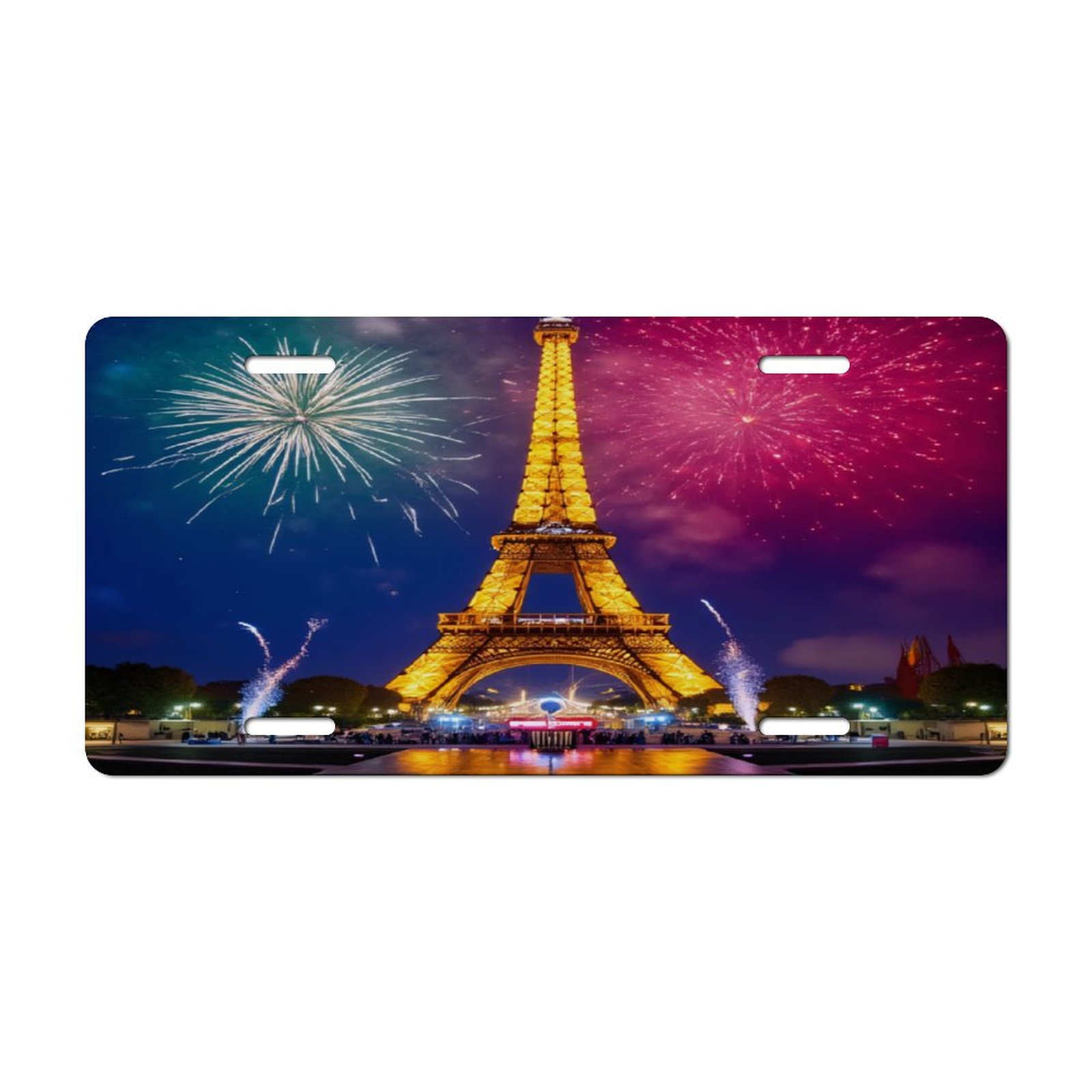 Eiffel Tower with Fireworks Display License Plate Lightweight Aluminum ...