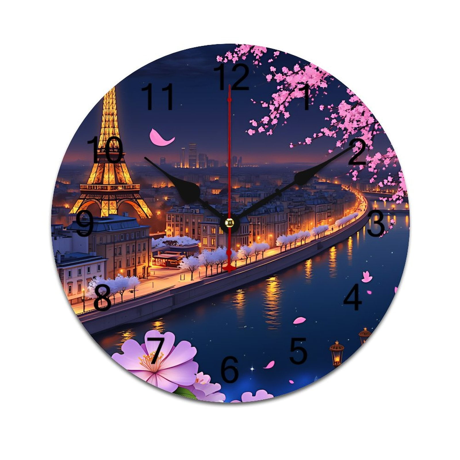 Eiffel Tower with Flowers Cherry Blossom Trees Time Decorative Wall ...