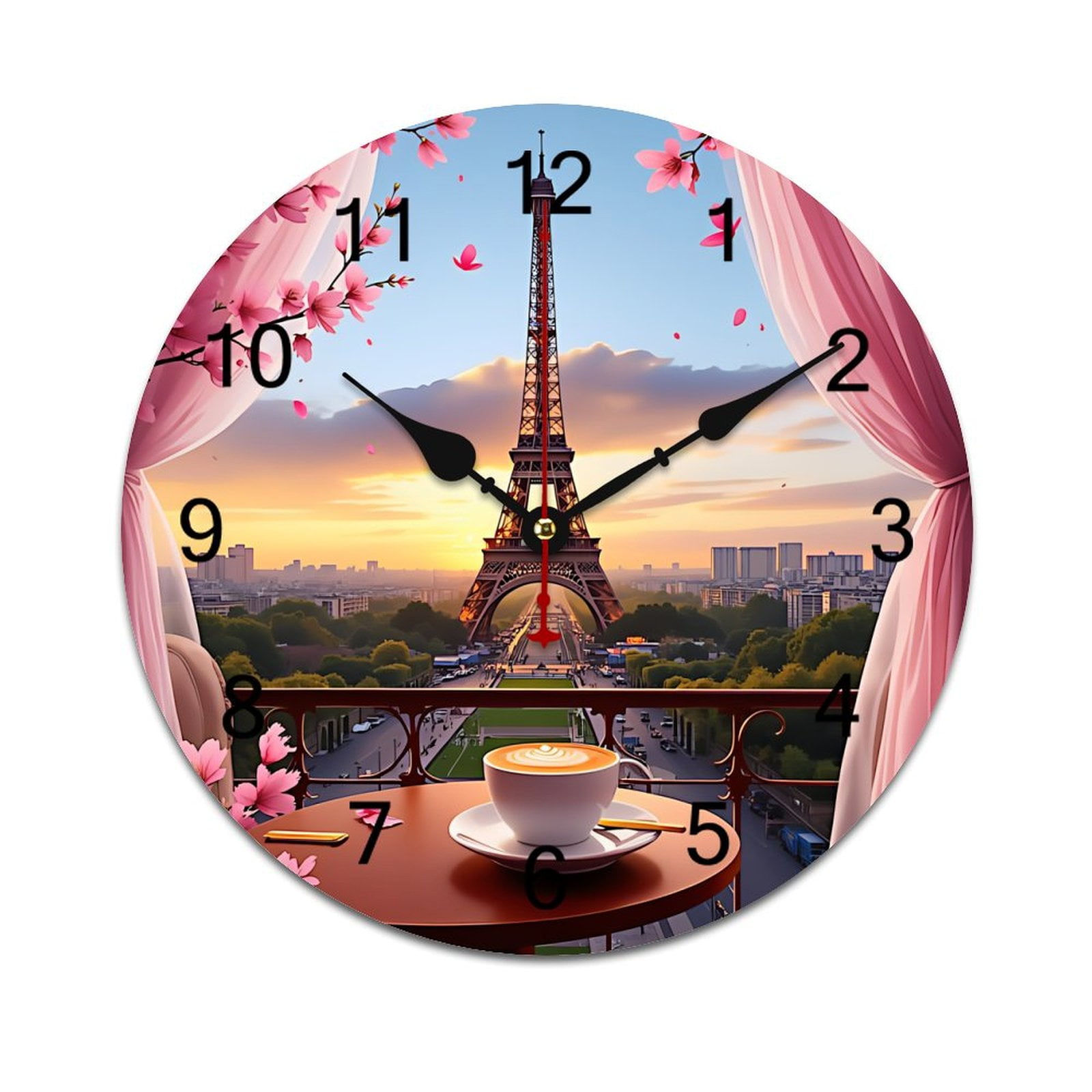 Eiffel Tower with Flowers Cherry Blossom Trees Time Decorative Wall ...