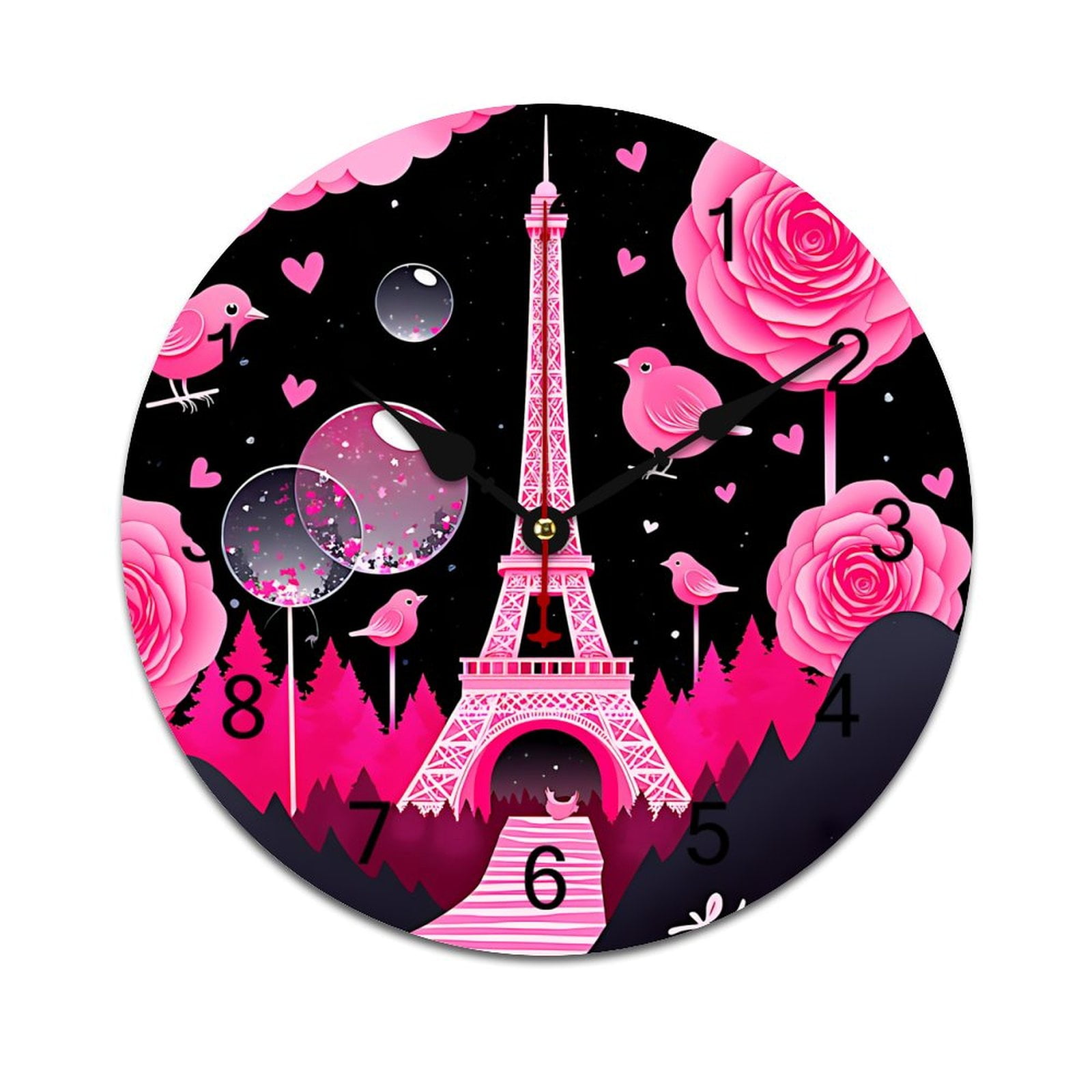 Eiffel Tower with Flowers Cherry Blossom Trees Time Decorative Wall ...
