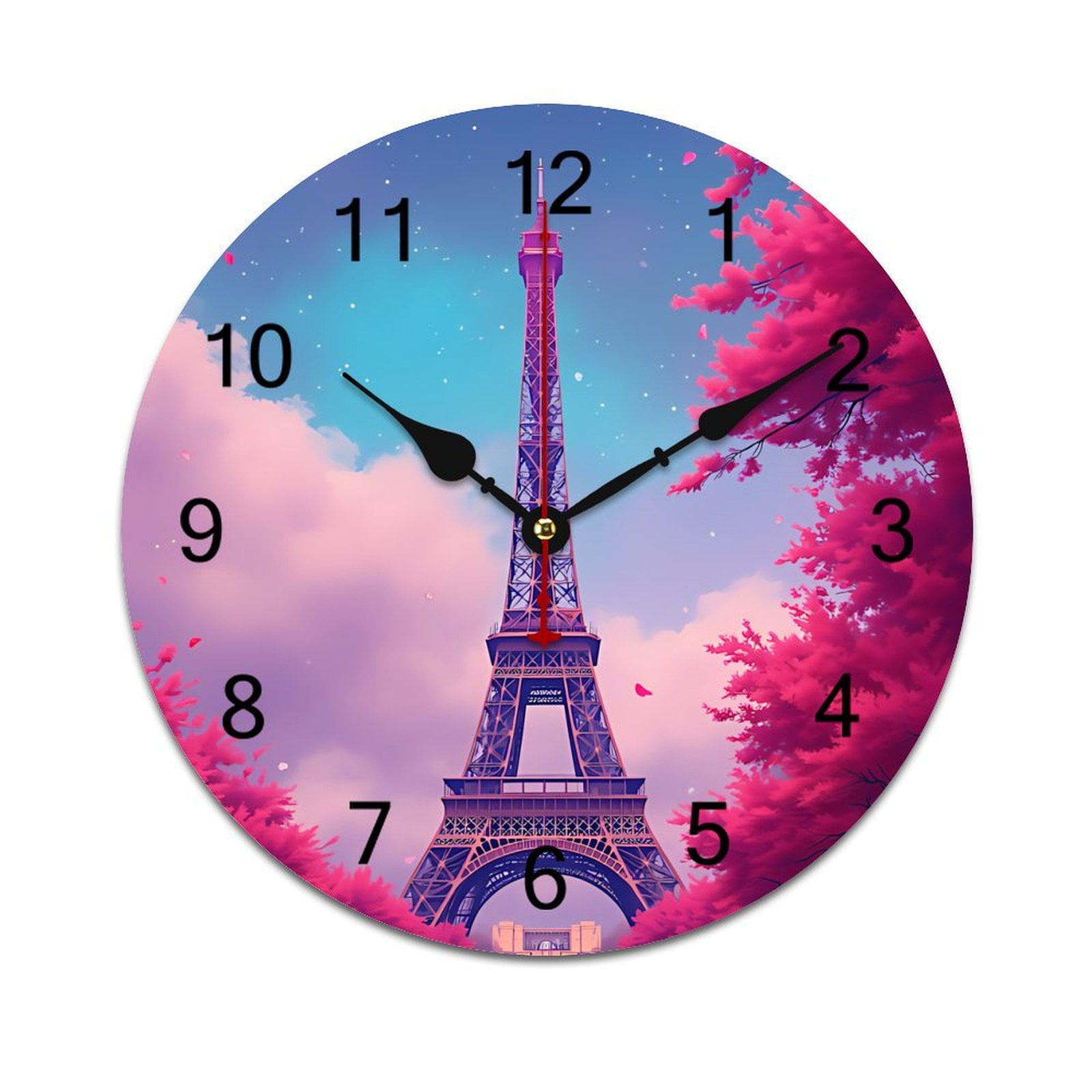 Eiffel Tower with Flowers Cherry Blossom Trees Time Decorative Wall ...
