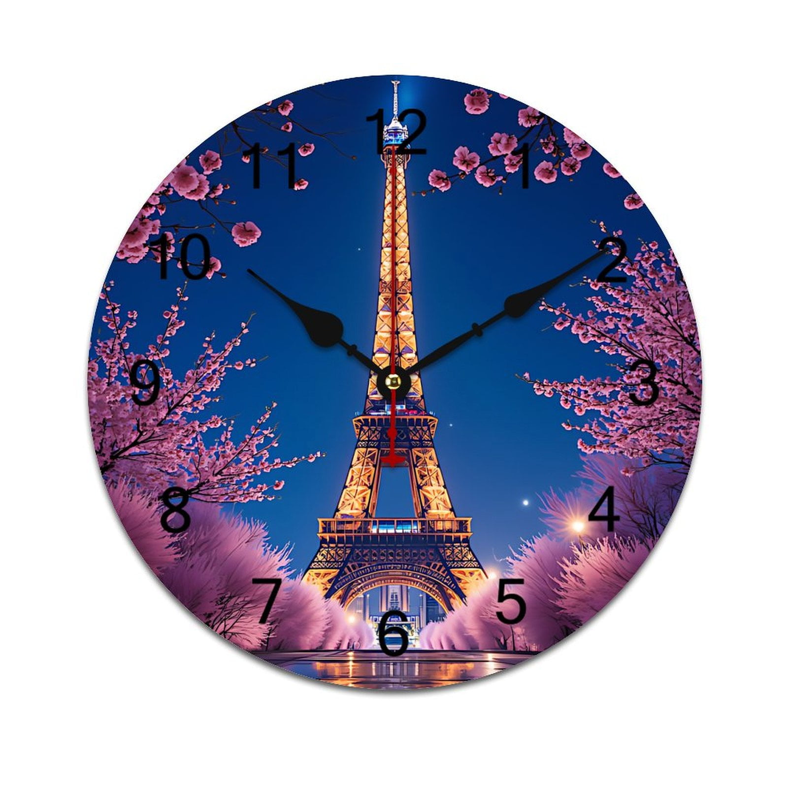 Eiffel Tower with Flowers Cherry Blossom Trees Word Saying Big Wall ...