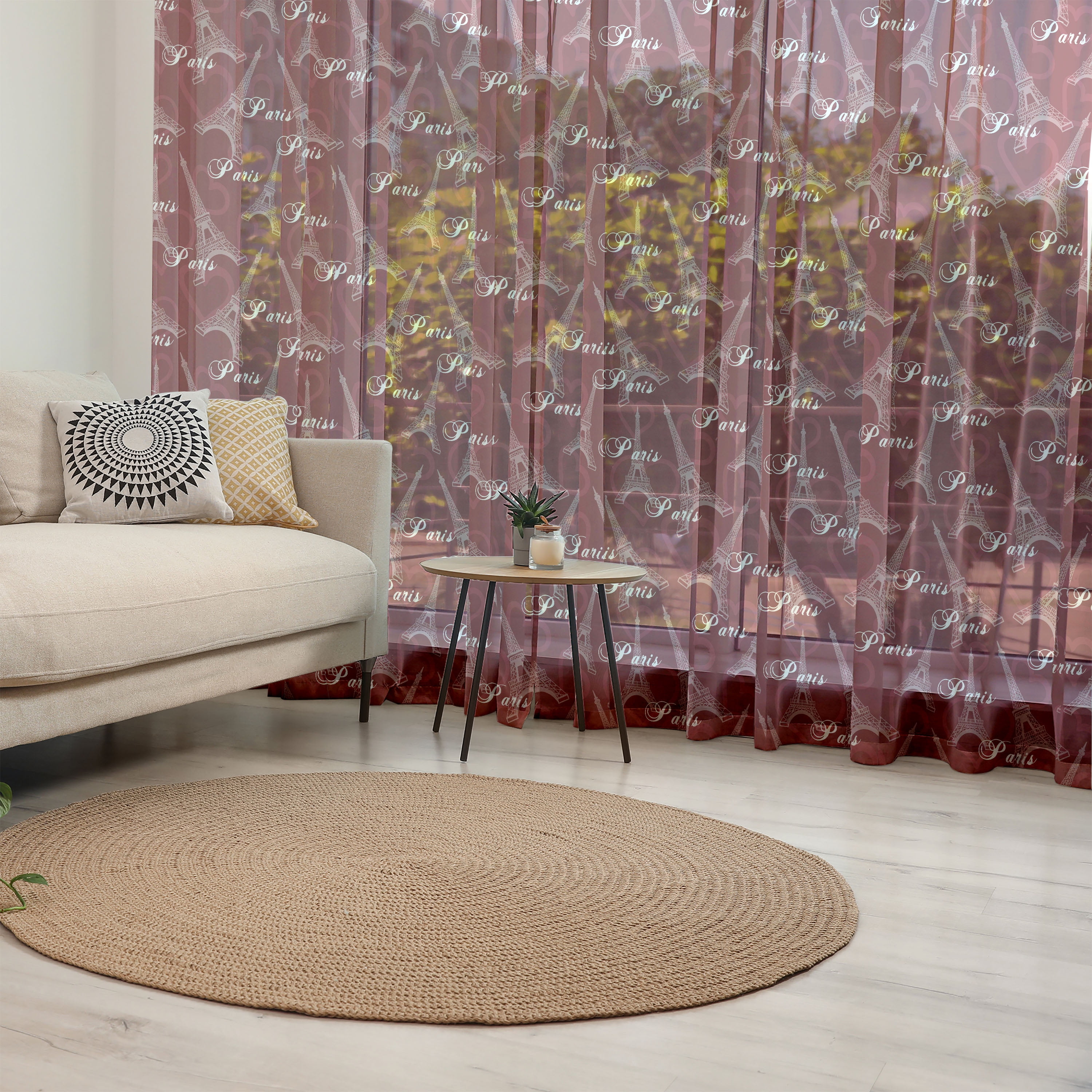 Eiffel Tulle Curtains with Rod Pocket, Romantic Valentines Day Eiffel ...