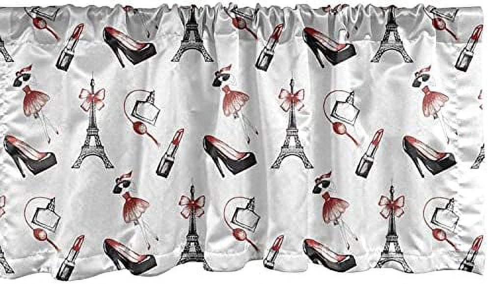 Eiffel Window Valance, Hand Drawn Style Pattern Women Fashion Shoes ...