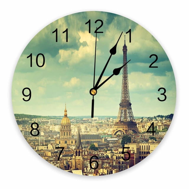 Eiffel tower Paris France Wall Clock Home r Bedroom Silent Oclock Watch ...