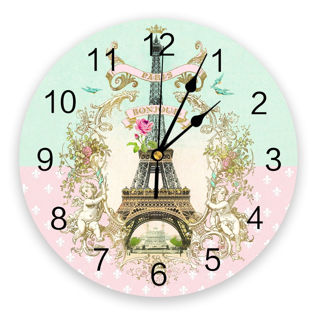 Eiffel tower Paris France Wall Clock Home r Bedroom Silent Oclock Watch ...