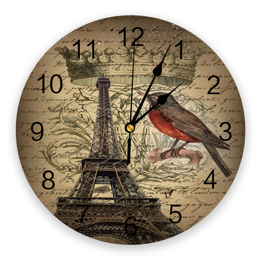Eiffel tower Paris France Wall Clock Home r Bedroom Silent Oclock Watch ...