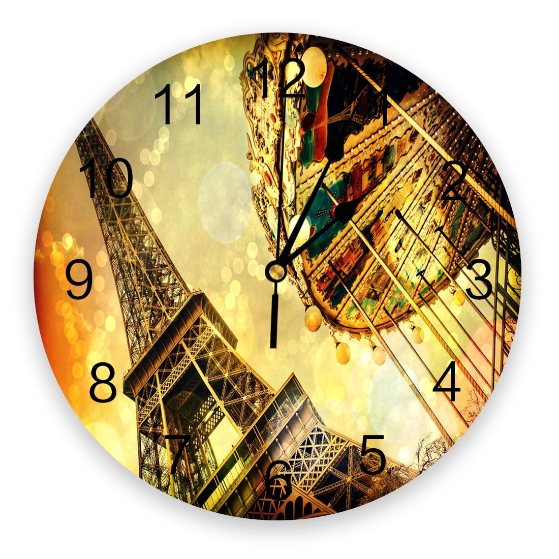 Eiffel tower Paris France Wall Clock Home r Bedroom Silent Oclock Watch ...