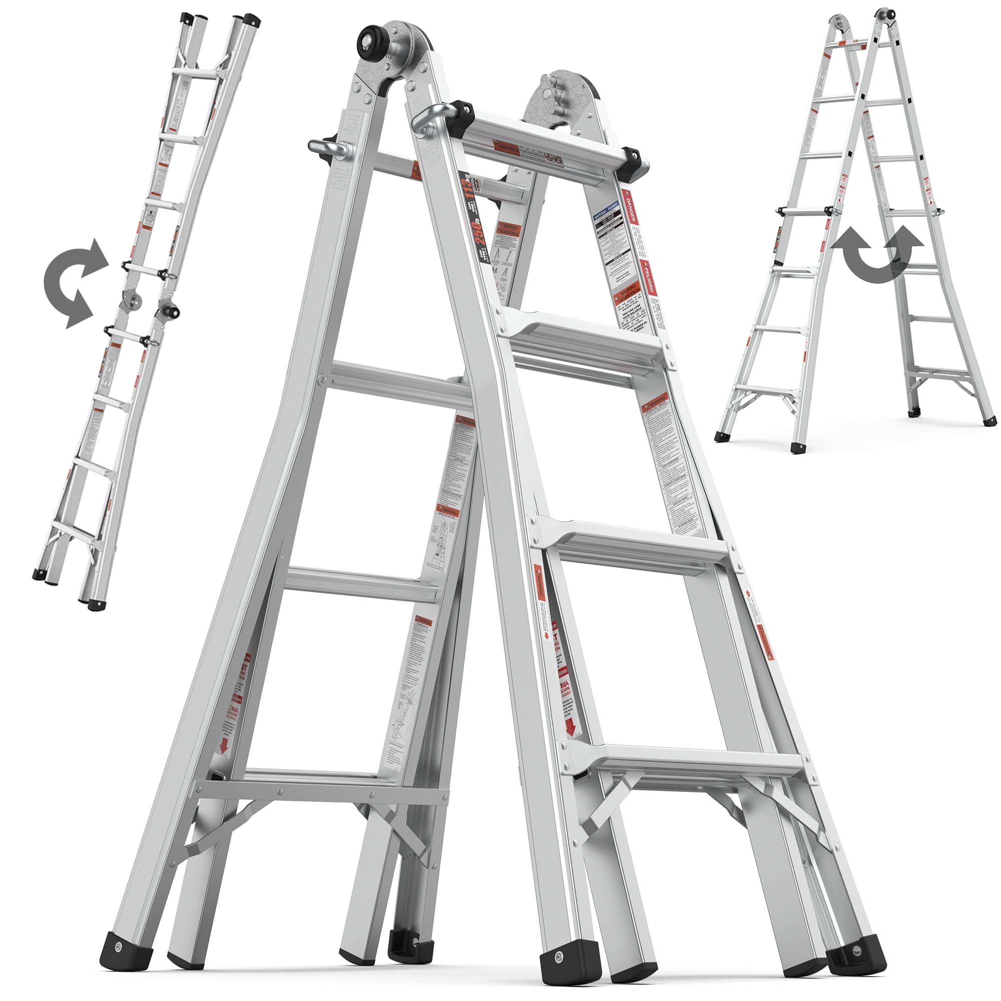Eiflow A-Type Ladder Aluminum Alloy Ladder for Home, Multi Position ...