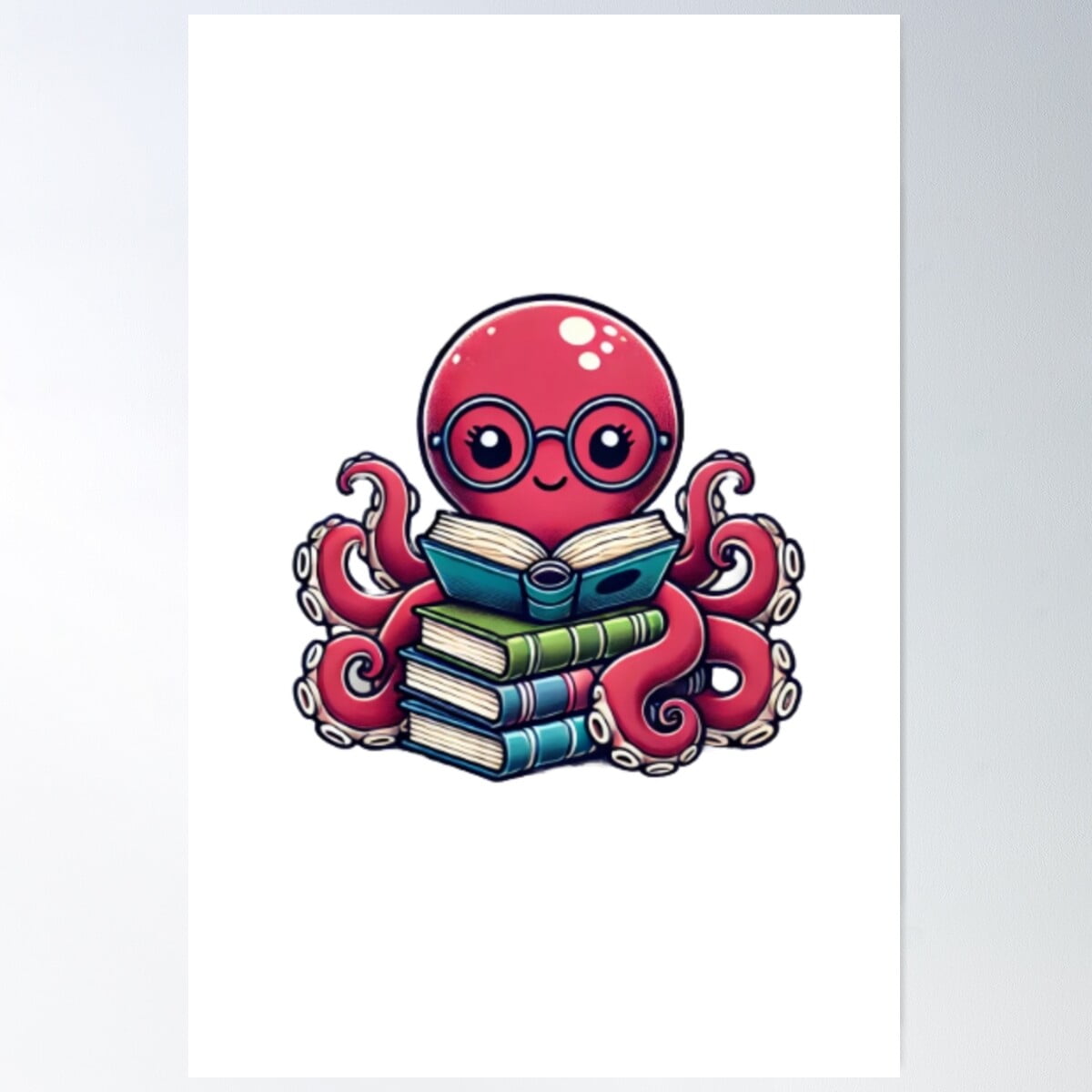 Eight-Armed Bookworm Poster Wall Art, Modern Wall Decor For Living Room ...