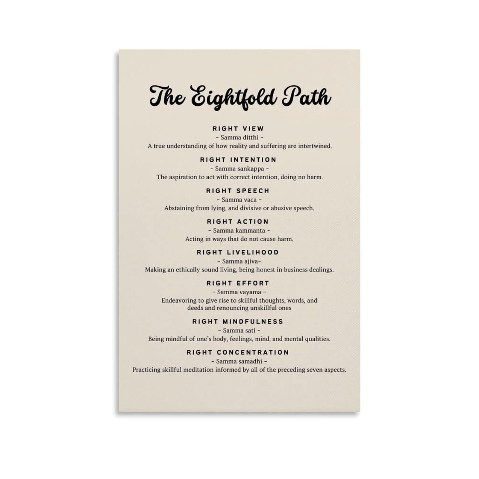 The Eight Fold Path Spiritual Wall Art Buddhist Compassion Quotes ...