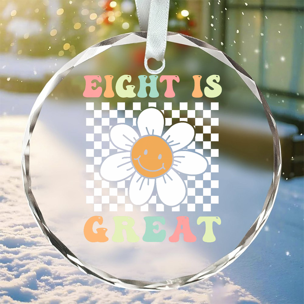 Eight Is Great Cute Groovy 8Th Birthday Party Daisy Flower Ornament ...