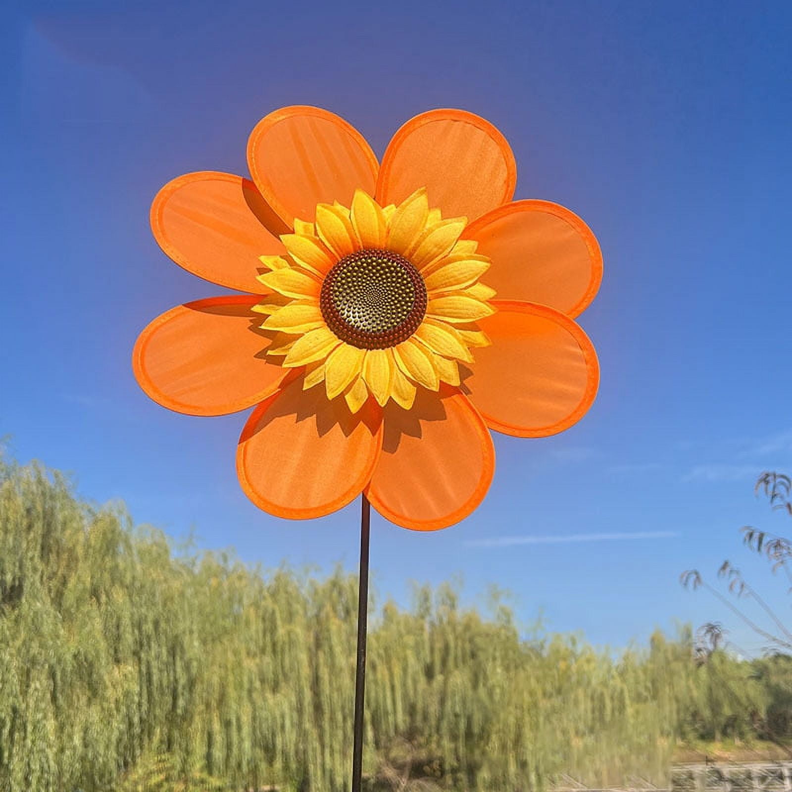 Eight Leaf Sunflower Windmill Rotating Sunflower Wind Spinner Stake ...