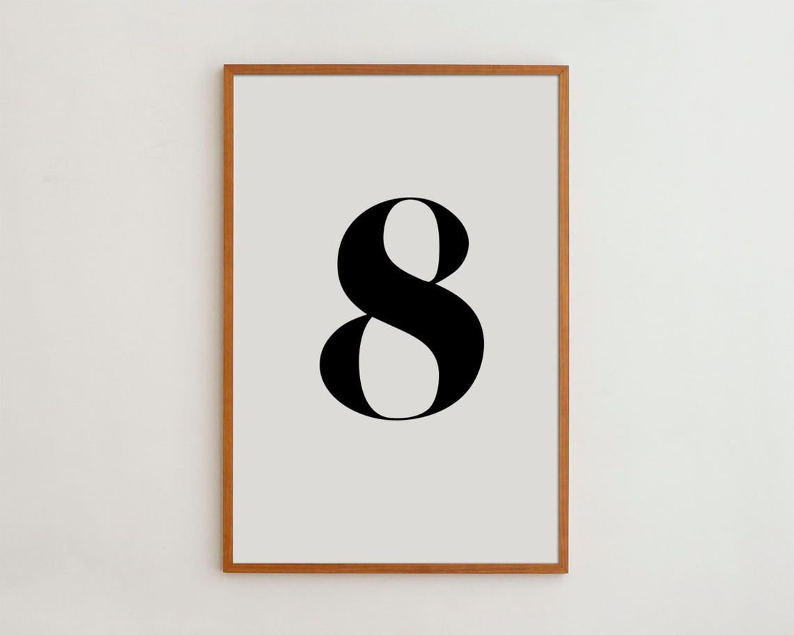 Eight Number Print Physically Printed Wall Art UNFRAMED Poster, 16x24 ...