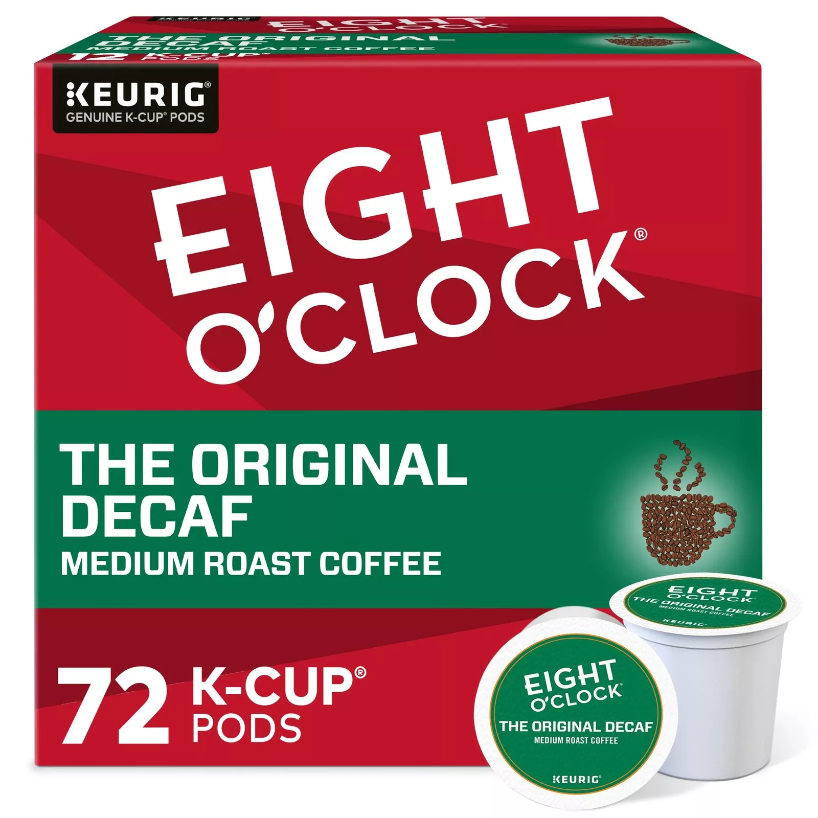 Eight O'Clock Cofee Original Decaf, Single Serve K-Cup Pods, 72 Count ...