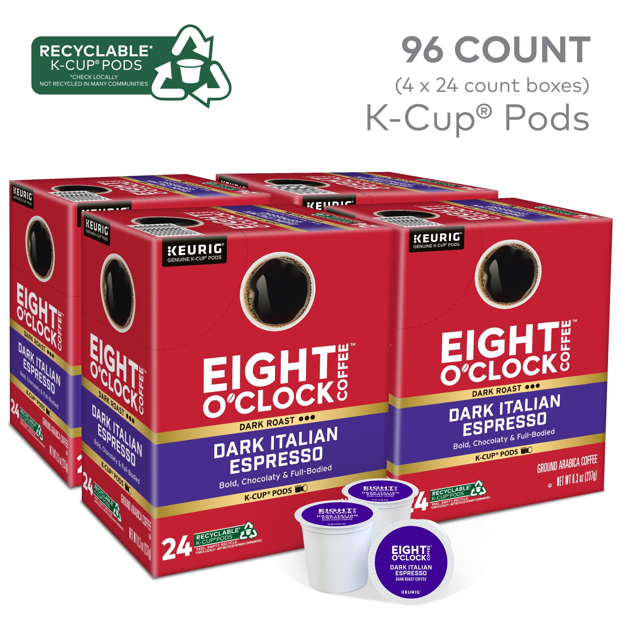 Eight O'Clock Coffee SCH4 Dark Italian Espresso Roast Keurig Single ...