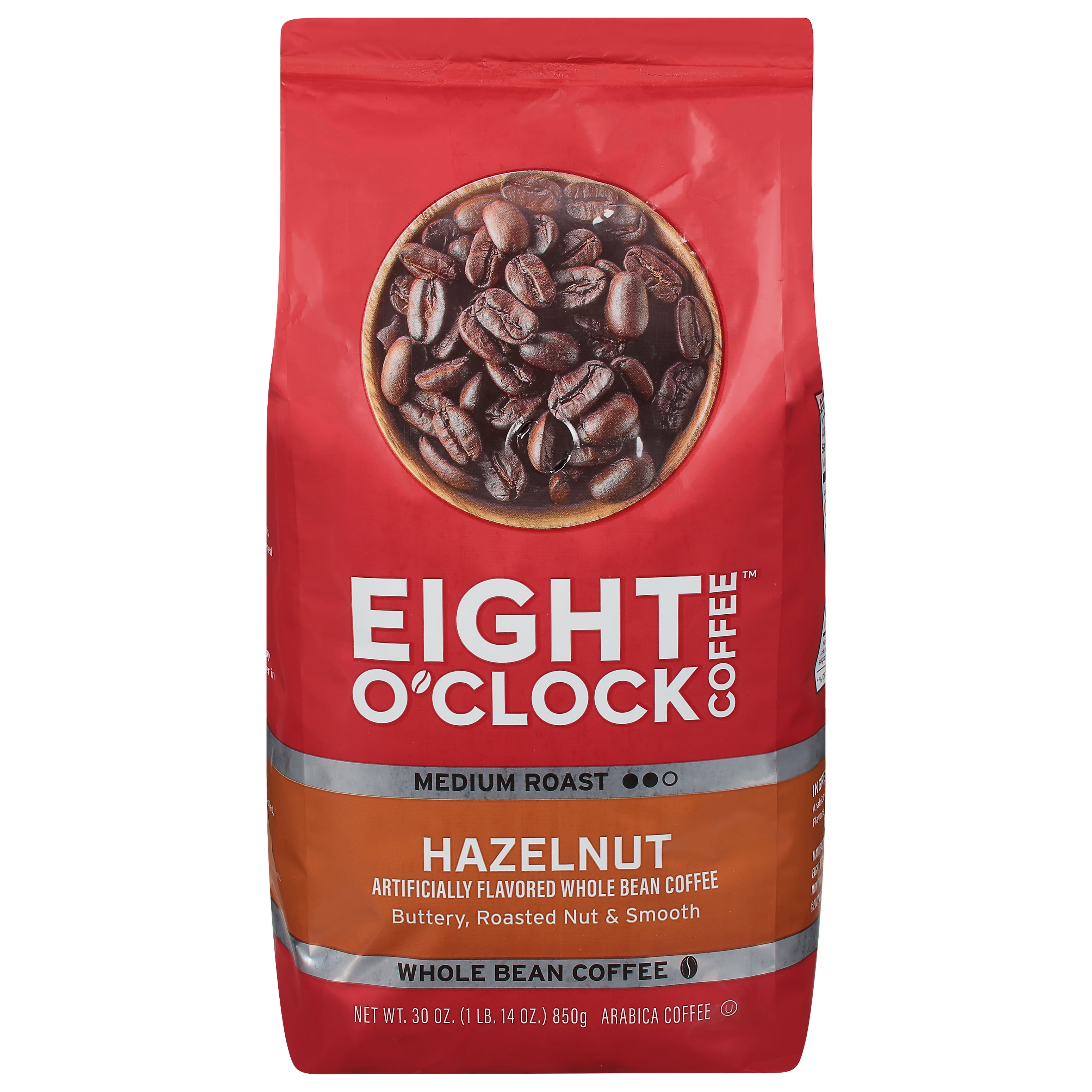 Eight O'Clock Hazelnut Whole Bean Coffee 30 oz Bag - Walmart.com