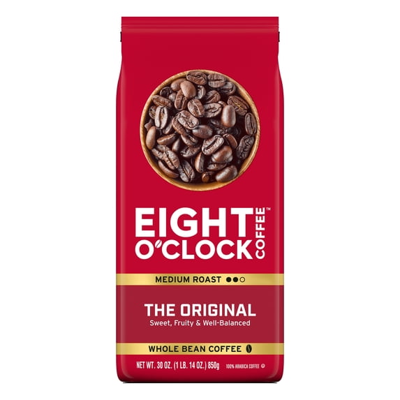 Eight O'Clock The Original, Medium Roast, Whole Bean Coffee 30oz ...