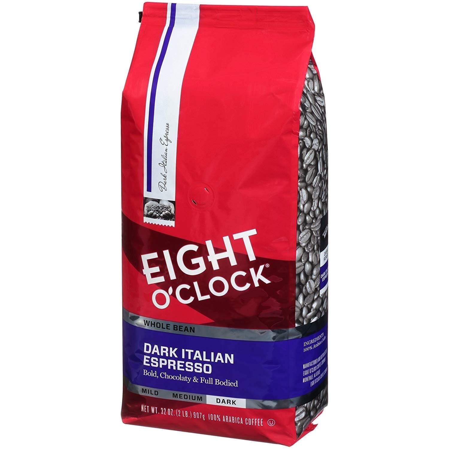 Eight Oclock Coffee Dark Italian Espresso, Whole Bean, Dark Roast, 32oz ...