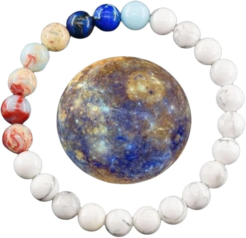 Eight Planets Bead Bracelet Men Women Natural Stone Universe Solar System Sun Earth Moon Saturn ...