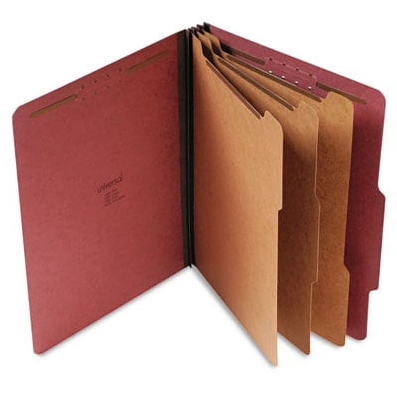 Universal, Eight-Section Pressboard Folders, Letter Size, Red, 10/Box ...