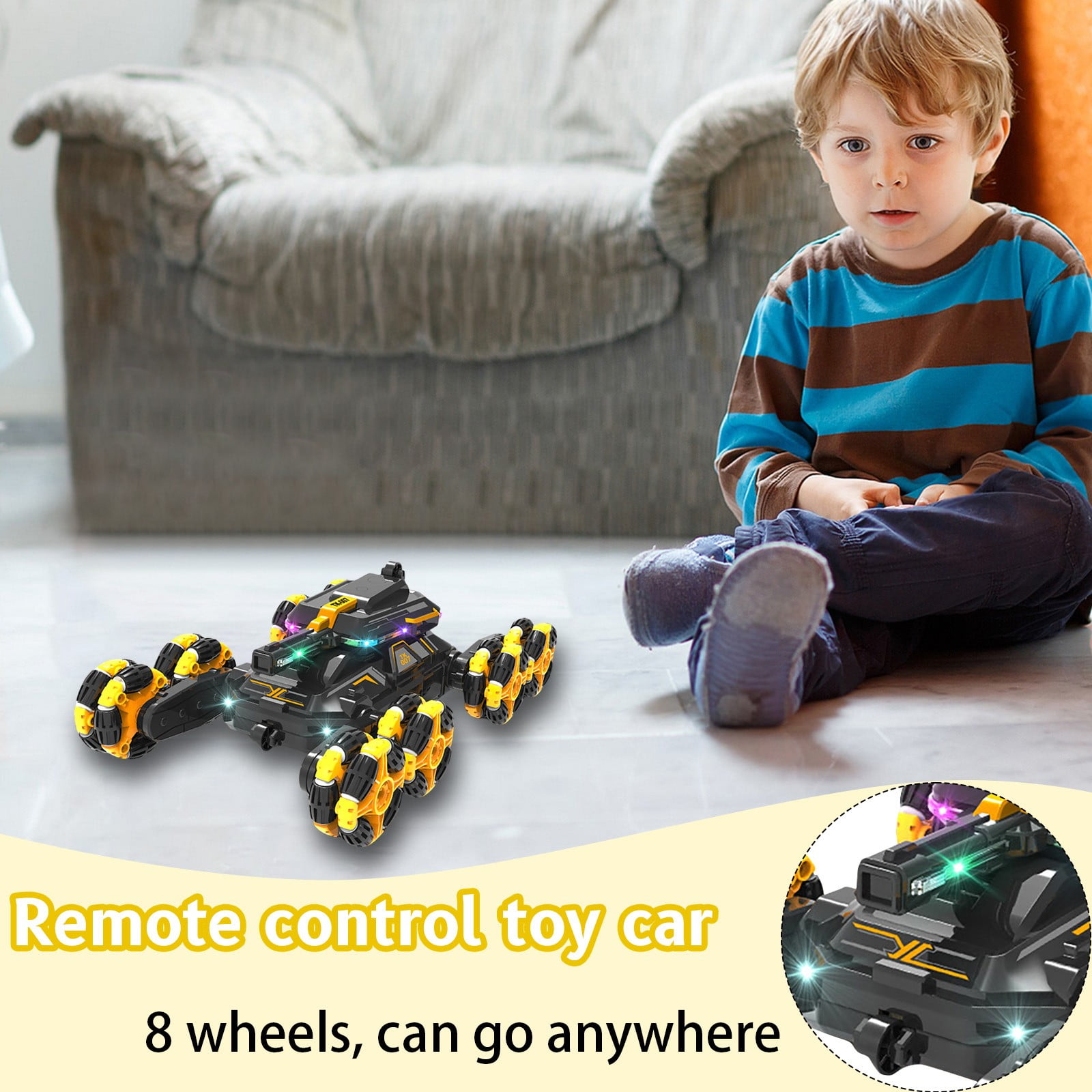 Eight Wheel Stunt Drift Remote Control Car & Fancy Change Rotating Tank ...