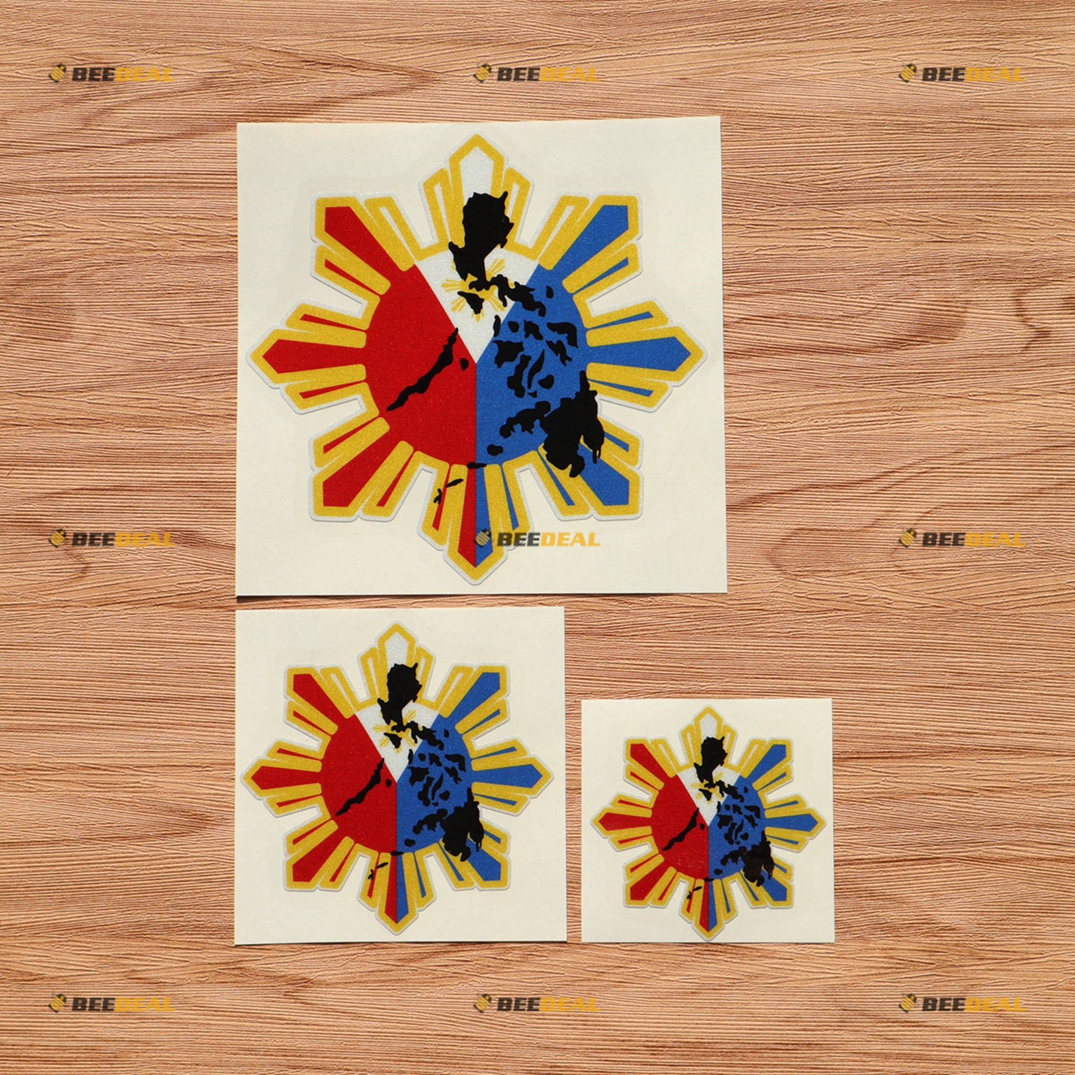 Eight-ray Sun Stars Philippines Flag Map Outline Filipino Vinyl Decal ...