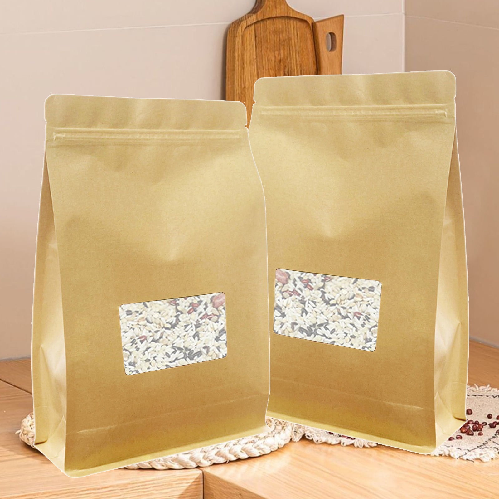 Eight-sided Sealing Kraft Paper Packet Ziplock Bag Food Packaging ...