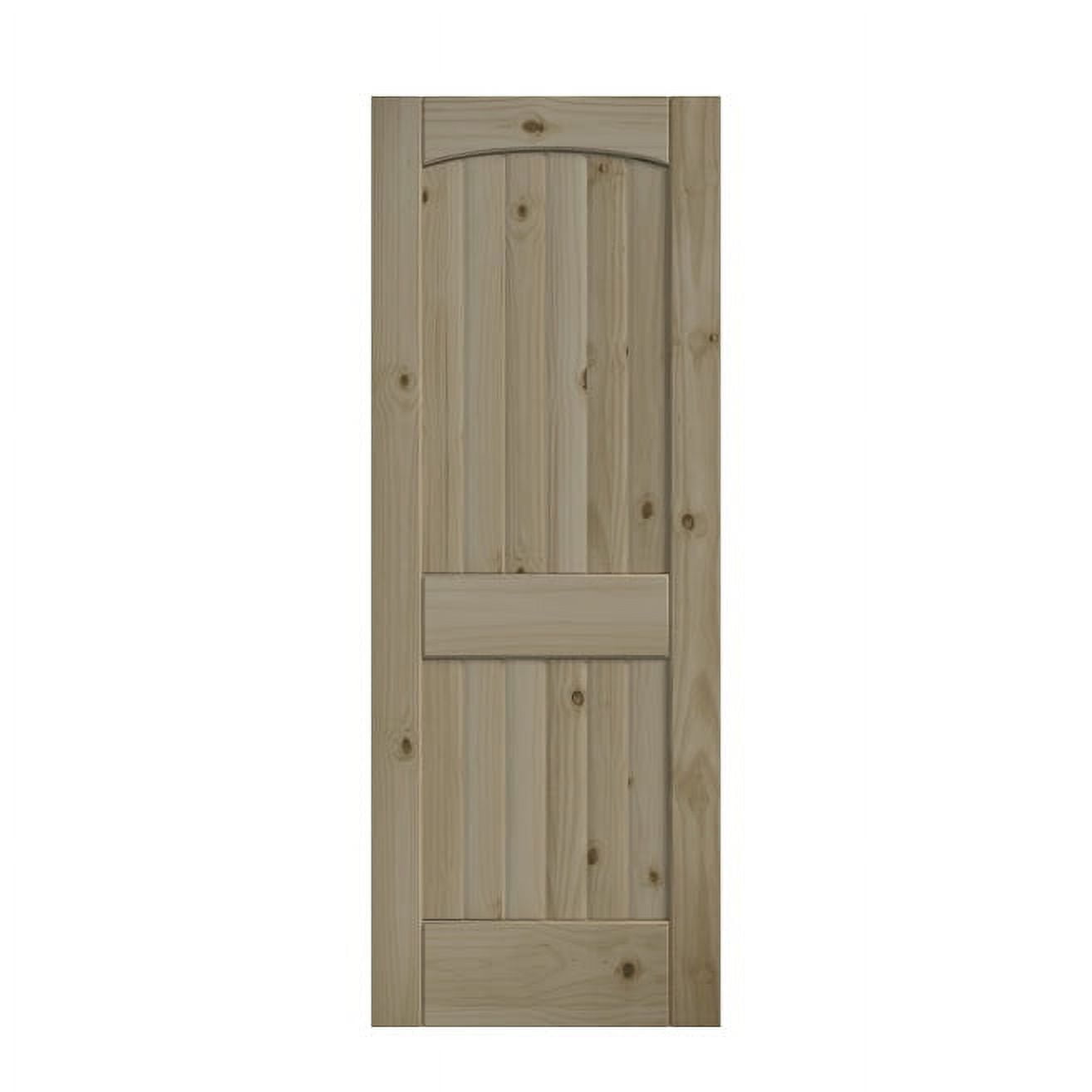 EightDoors 80" x 30" 2 Panel V-Grooved Arch Top Knotty Pine Unfinished ...