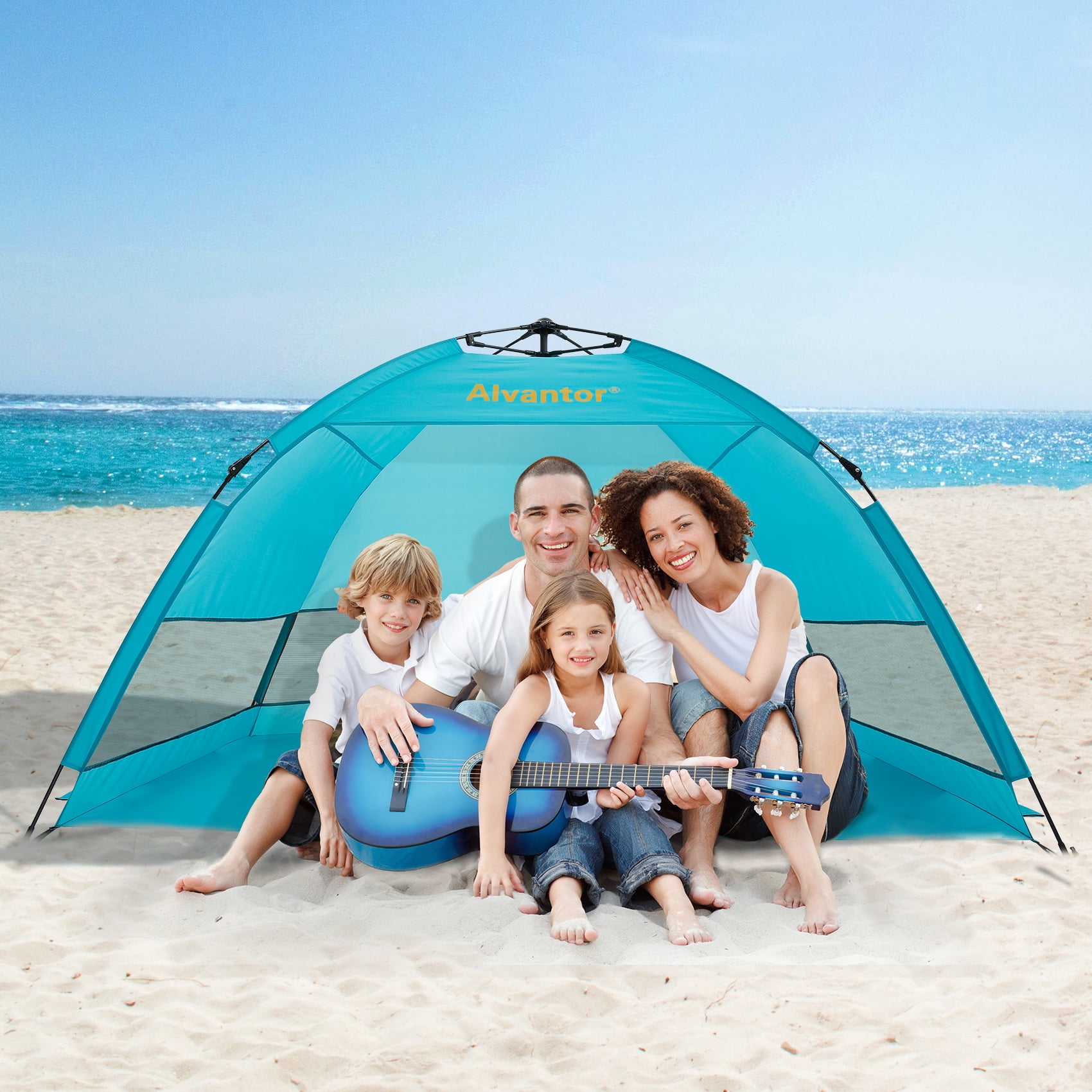 EighteenTek Beach Tent, Anti-UV Pop Up Sun Shelter Beach Umbrella UPF ...