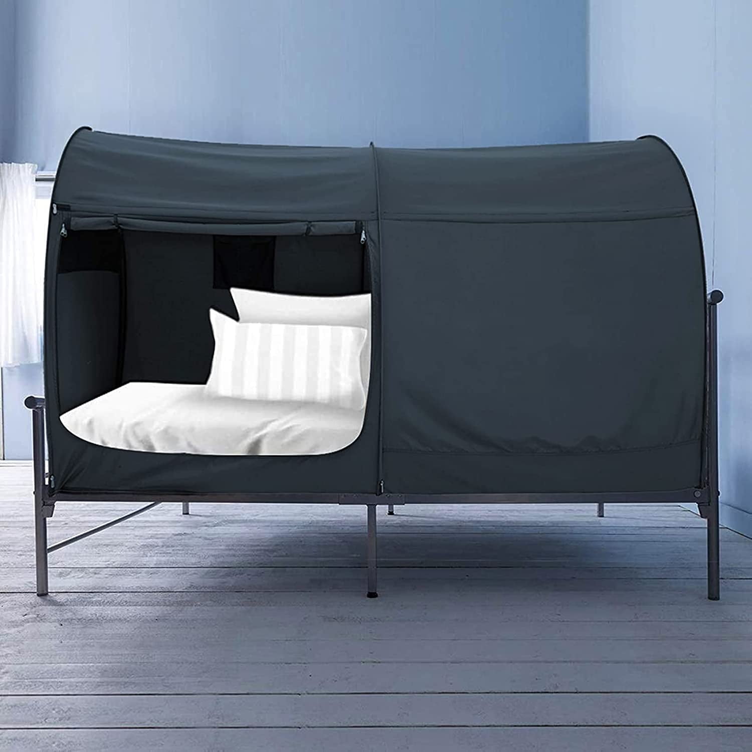 Eighteentek Privacy Bed Tent Pop-Up Bed Canopy Dream Tent Bunk Twin ...