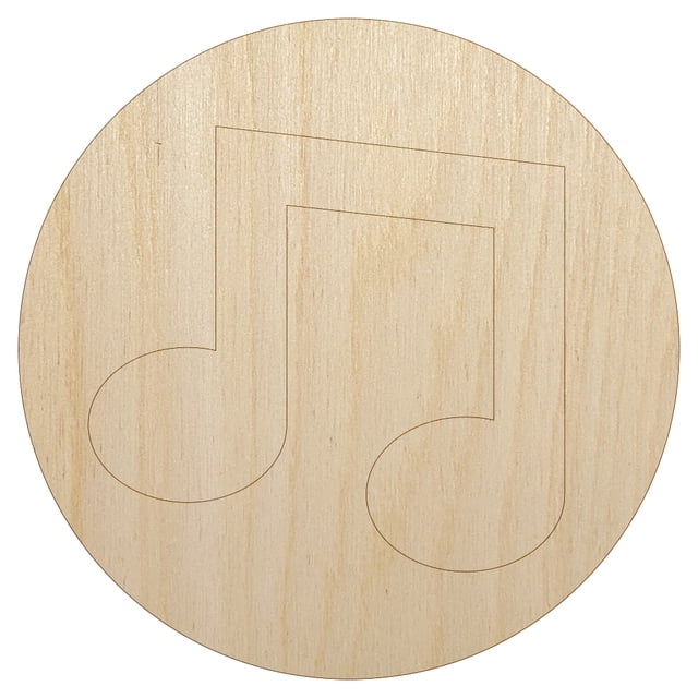 Eighth Notes Music in Circle Wood Shape Unfinished Piece Cutout Craft ...